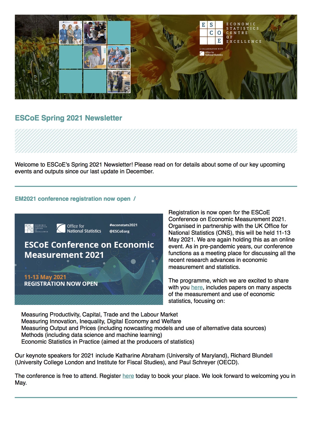ESCoE Spring 2021 Newsletter - ESCoE : ESCoE