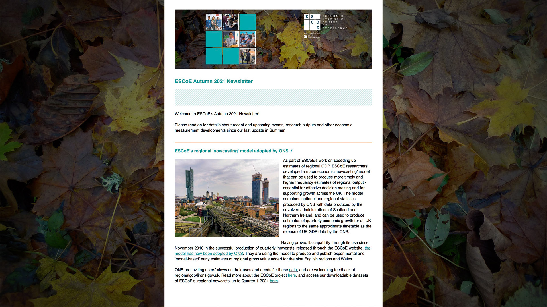 ESCoE Autumn 2021 Newsletter - ESCoE : ESCoE